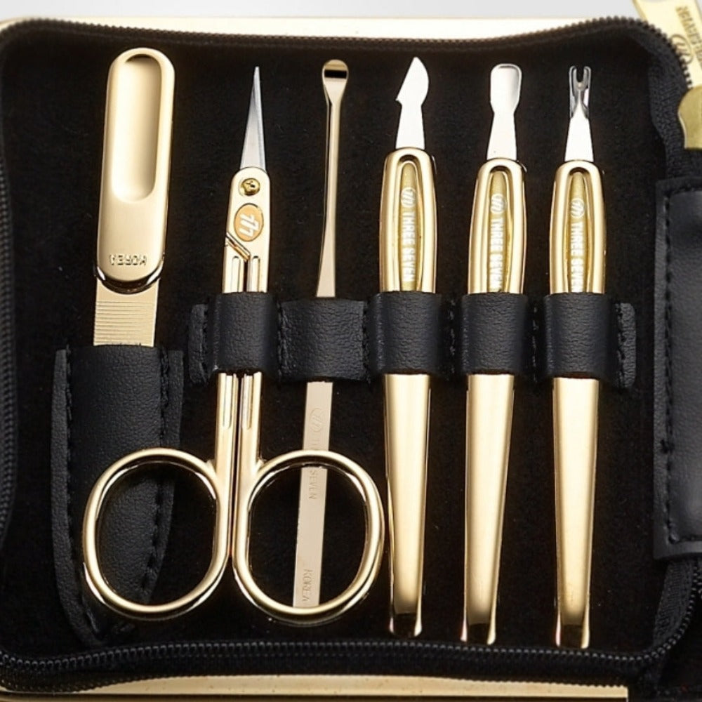 777 Three Seven Gold Nail Clippers 11 Pieces Beauty Set TS-950G Made i ...